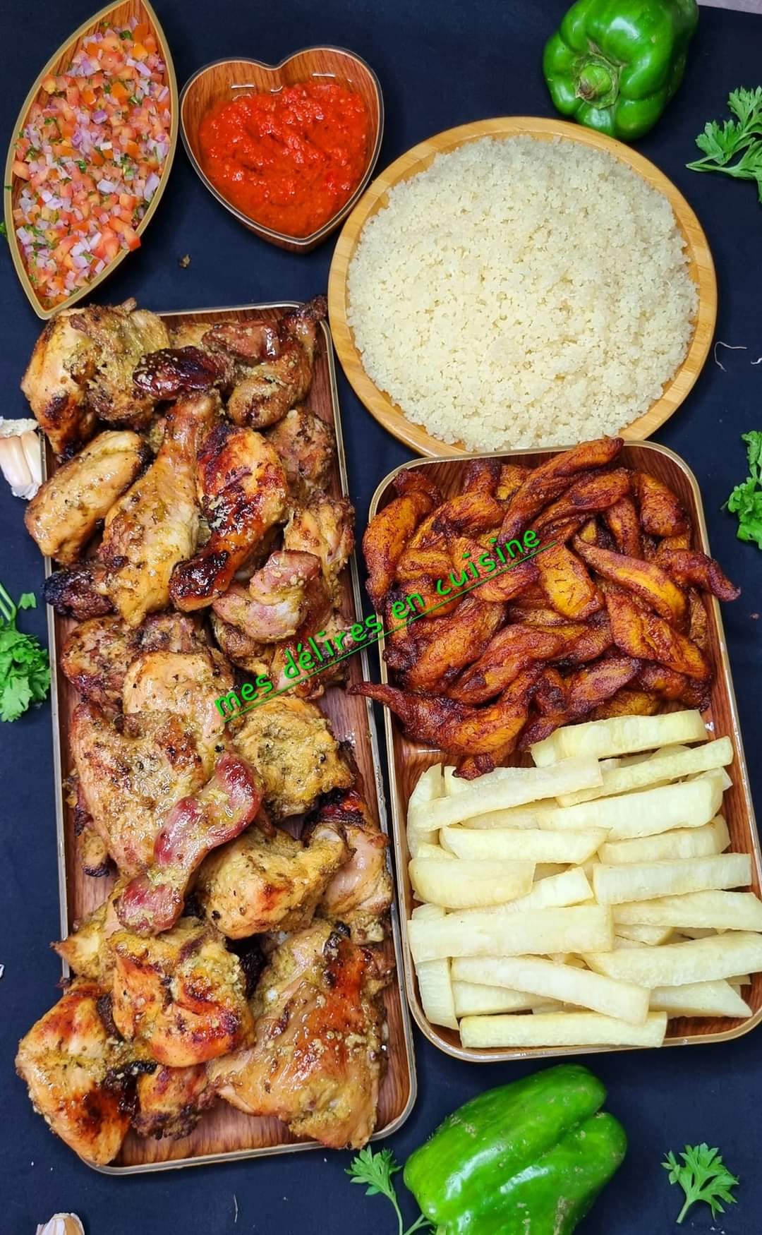 Fricassé de poulet grillé, accompagnement au choix(frites d’igname ...